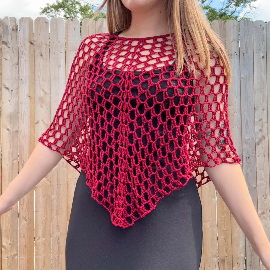 Easy Crochet Poncho Pattern, Beginner Crochet Pattern, Mesh Poncho ...