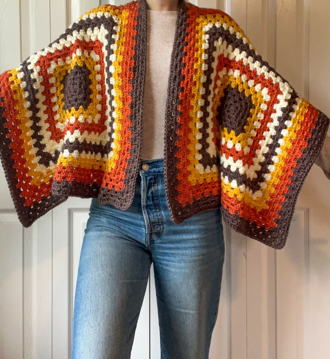 Foliage Shawl Crochet Shawl 70s Retro Crochet Wrap Vintage Inspired ...