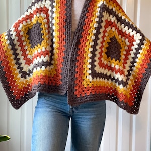 Foliage Shawl Crochet Shawl 70s Retro Crochet Wrap Vintage Inspired ...