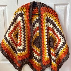 Foliage Shawl Crochet Shawl 70s Retro Crochet Wrap Vintage Inspired ...