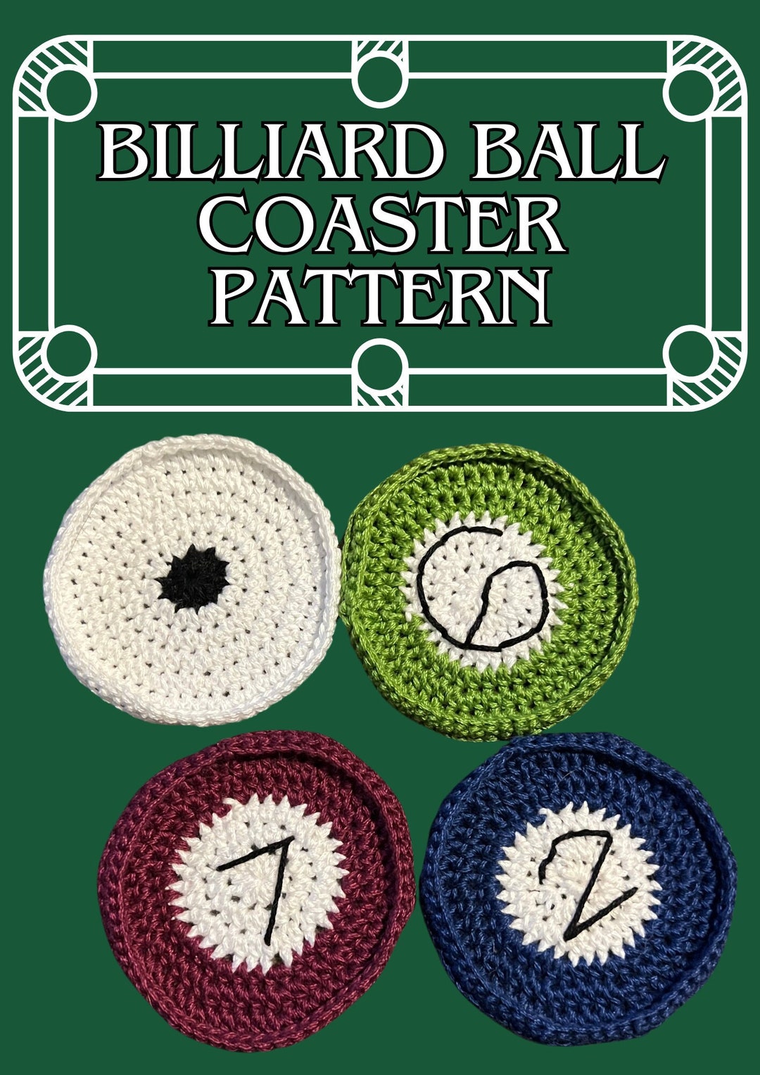 Billiard Ball Coasters Crochet Pattern Pool Ball Crochet Coaster ...