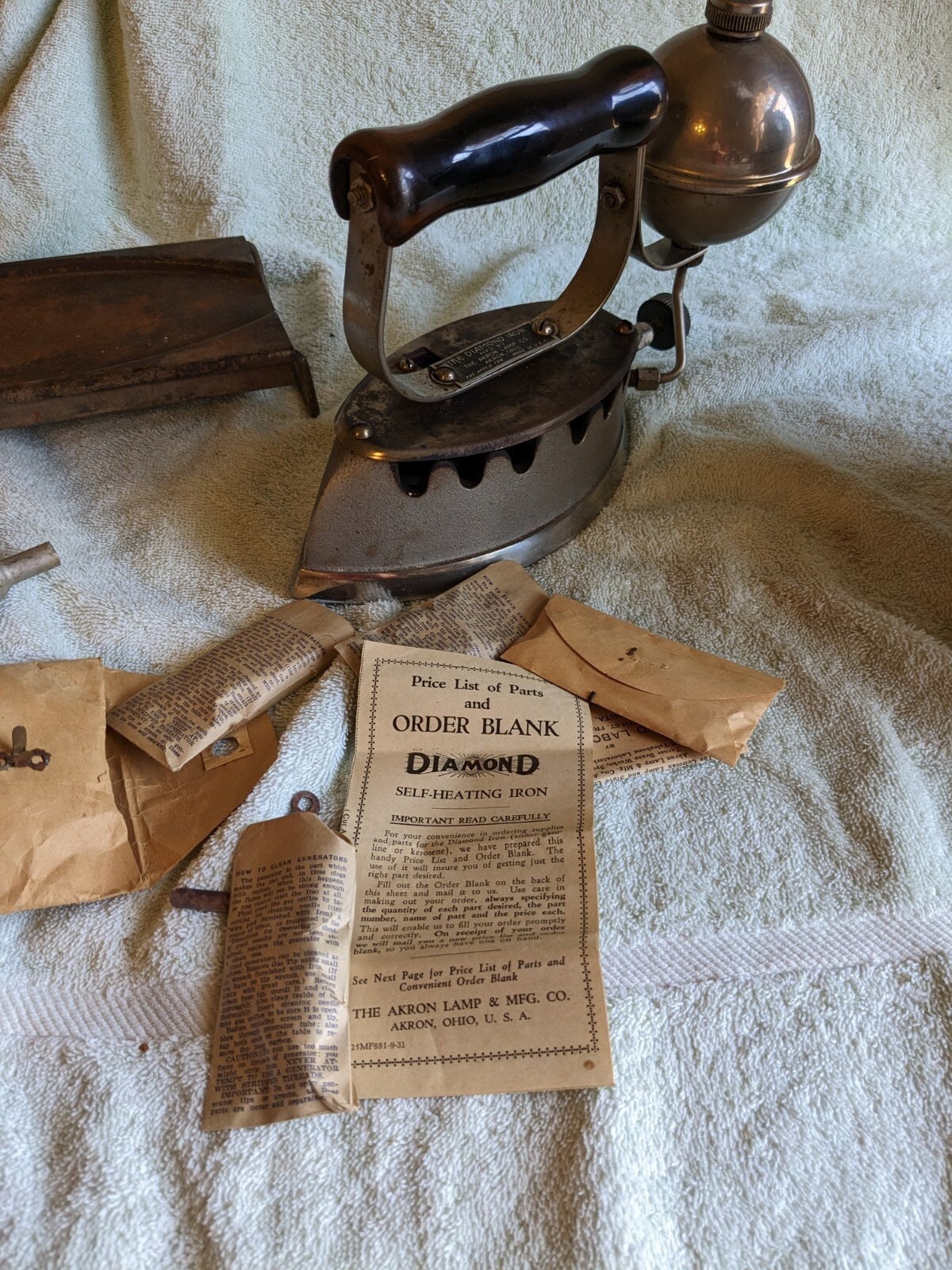 1930s Antique Gas Iron the Diamond Akron Lamp and Mfg. Co. Plus ...