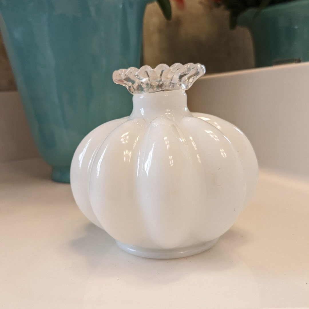 1940s Fenton Milk Glass Melon Shaped Vase Bottle Art Glass - Etsy