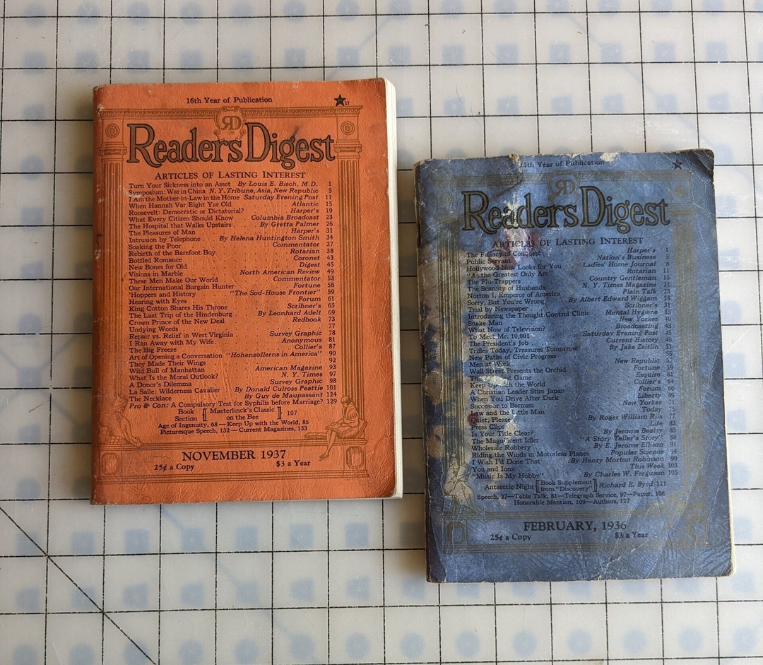 Old Readers Digest 1936 & 1937 - Etsy