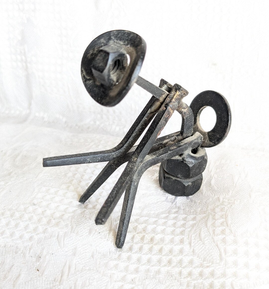 Nuts and Bolts Metal Black Cowboy Figurine Handmade - Etsy
