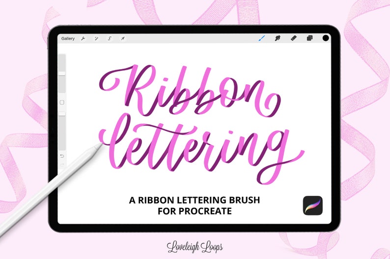 Ribbon Lettering Procreate Brush and Color Palette - Etsy