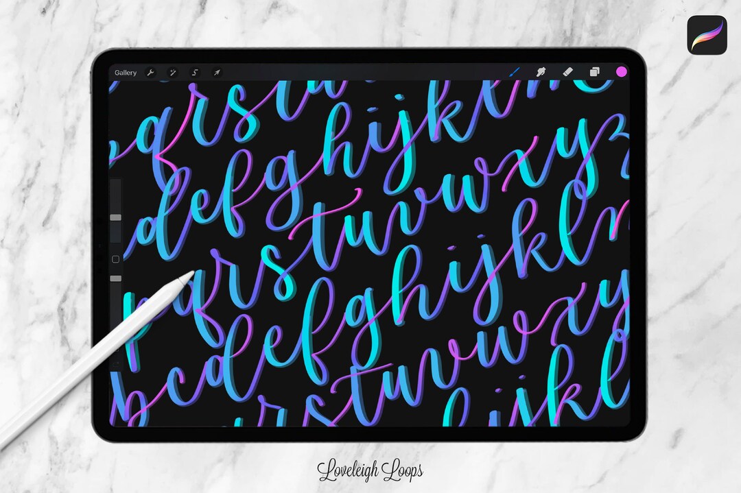 Colorful Shadow Calligraphy Procreate Brush - Etsy