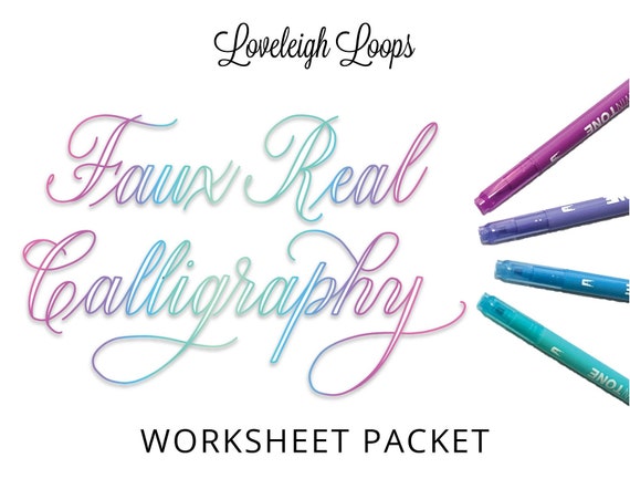 Faux Real Calligraphy Worksheet Packet - Etsy