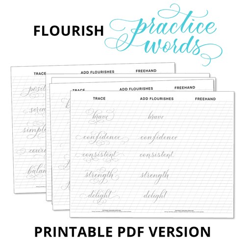 PDF Workbook: Flourish Practice Inspirational Words - Etsy