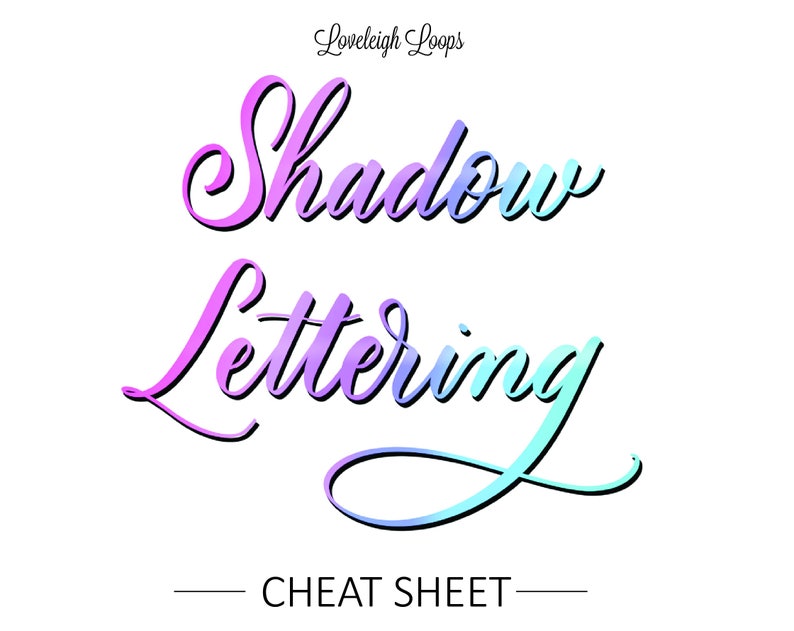 Shadow Lettering Cheat Sheet | Etsy