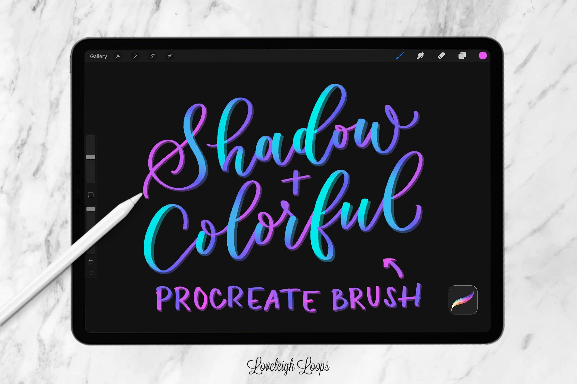 Colorful Shadow Calligraphy Procreate Brush - Etsy