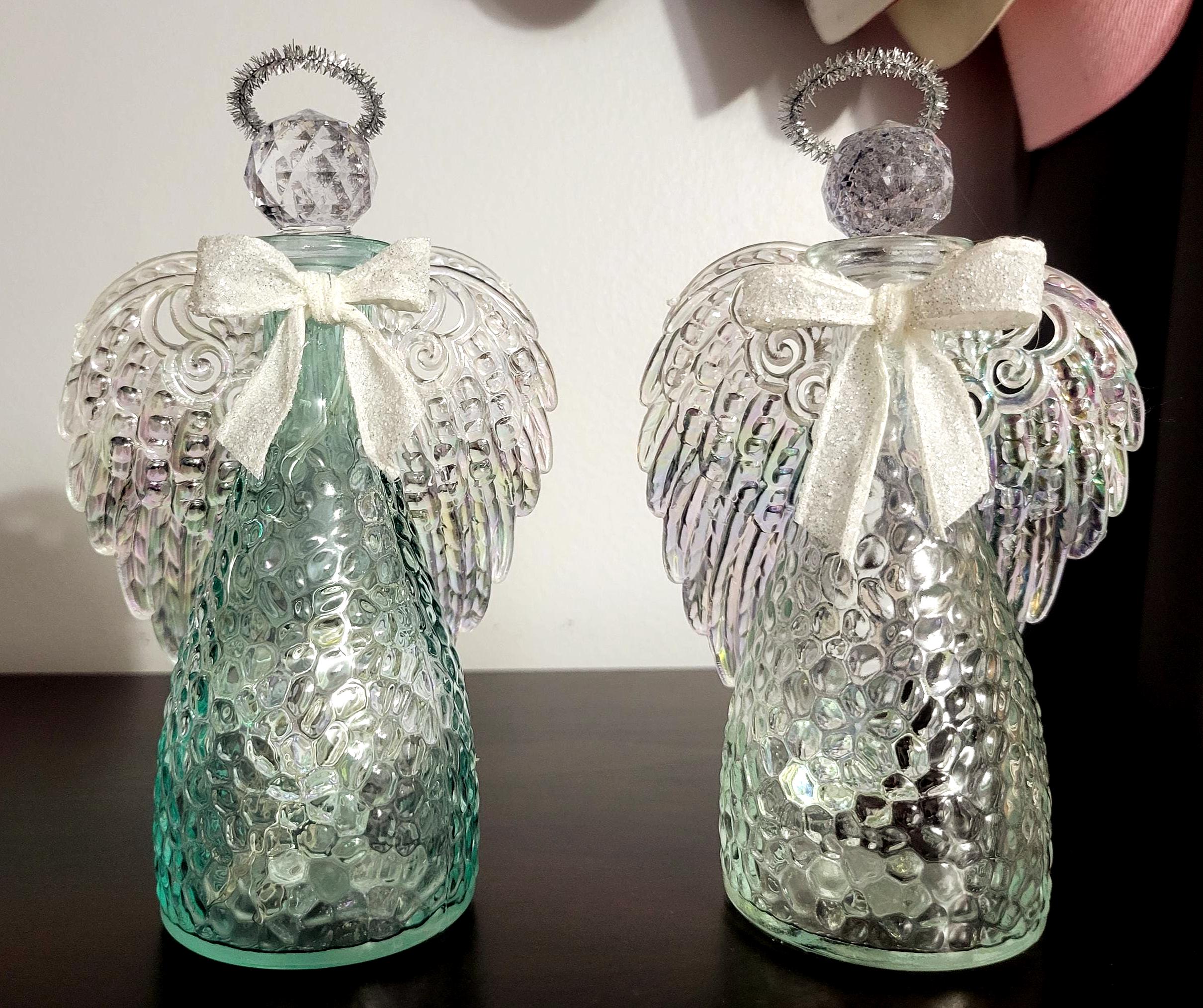 Angel Glass Bottle Remembrance/ Guardian Angel Figurine, Handmade ...