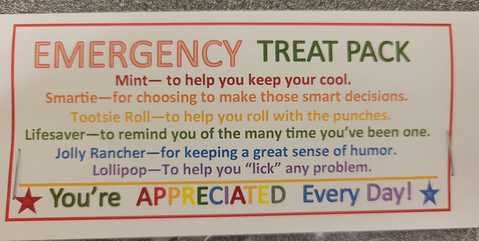 Emergency Treat Pack, Sweet Thoughts Goody Bag, Friends, Co-workers ...