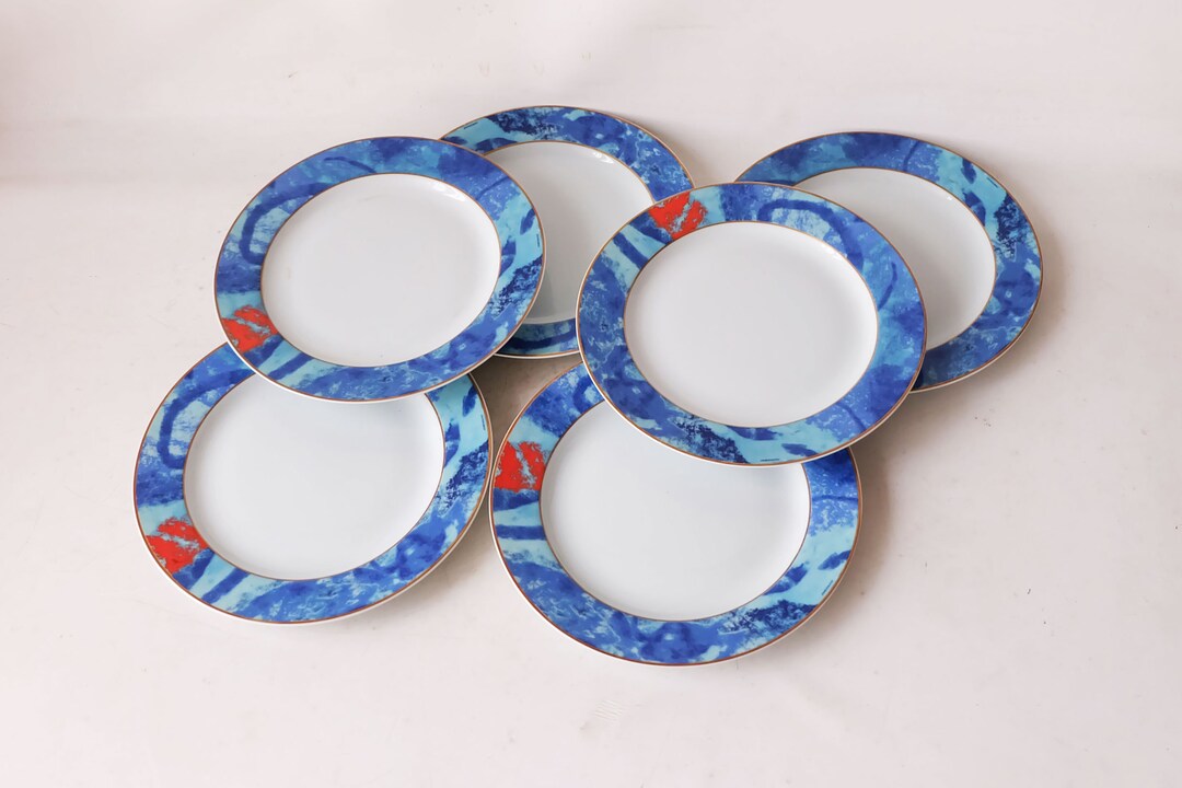 Christopher France Paris. 6 Porcelain Alizes Plates With on the ...