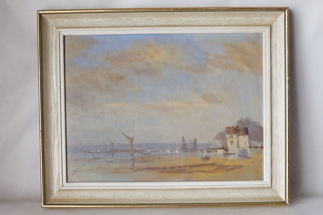 Edward Gentry (b.1943) - Oil Painting With a Depiction of Boats and a ...