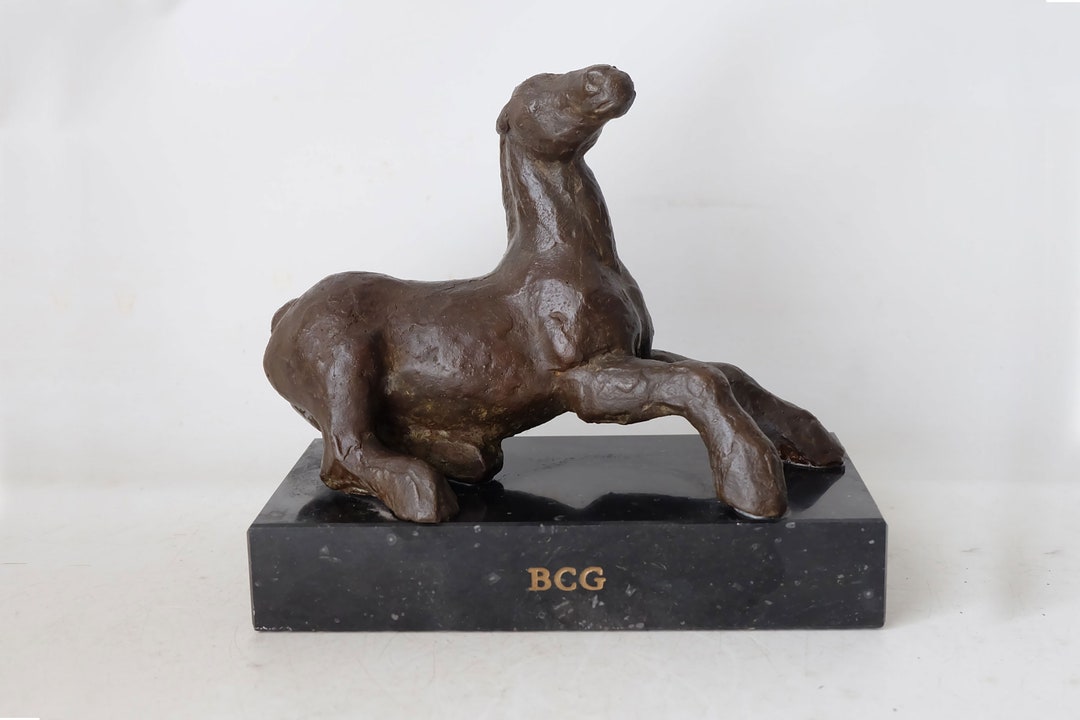 Tony Van Der Vorst, Modern Bronze Horse Sculpture on a Marble Base ...