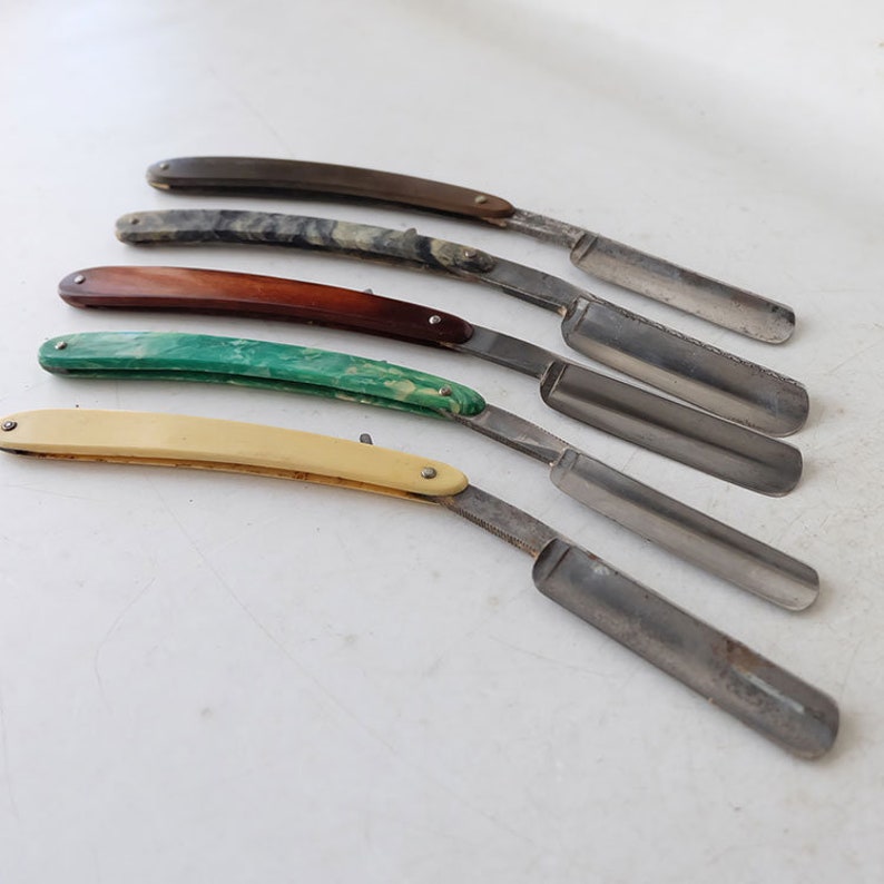 Collezione di 5 antichi rasoi/lamette da barba. TUCKMAR SOLINGEN HAMON ...