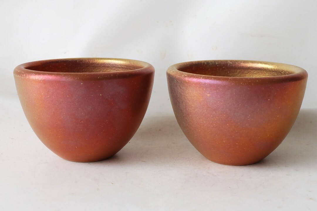 Mobach Utrecht Holland. 2 Modern Earthenware Flower Pots With a Bronze ...