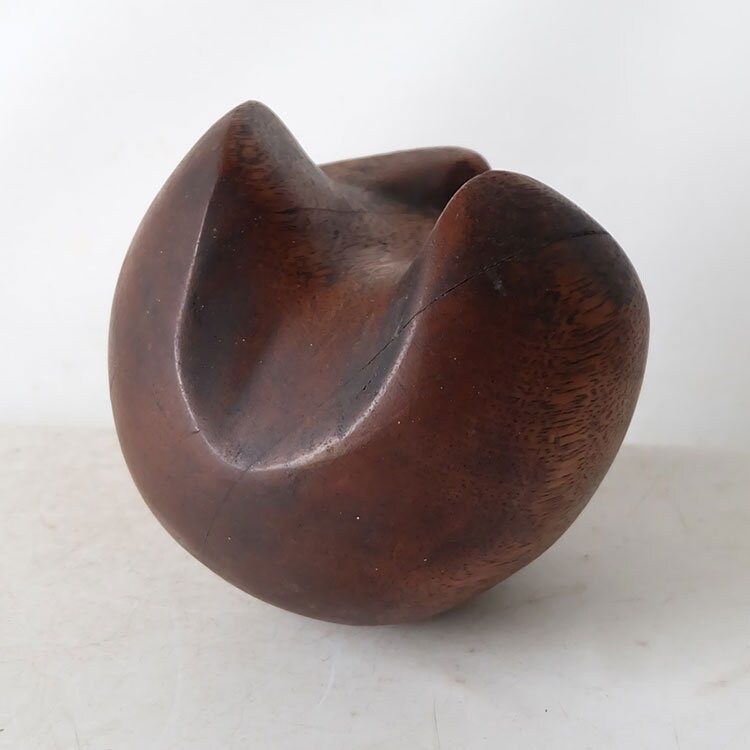 Mid-century Modern Wooden Art Sculpture Hand Carved Ball Object With ...