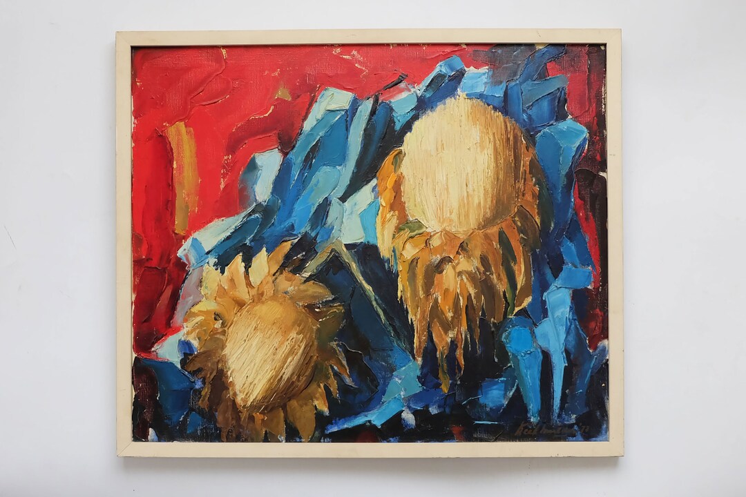 Kees Mulder - Vintage 1970's Dutch Oil on Canvas Palette Knife Painting ...