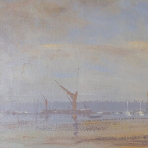 Edward Gentry (b.1943) - Oil Painting With a Depiction of Boats and a ...