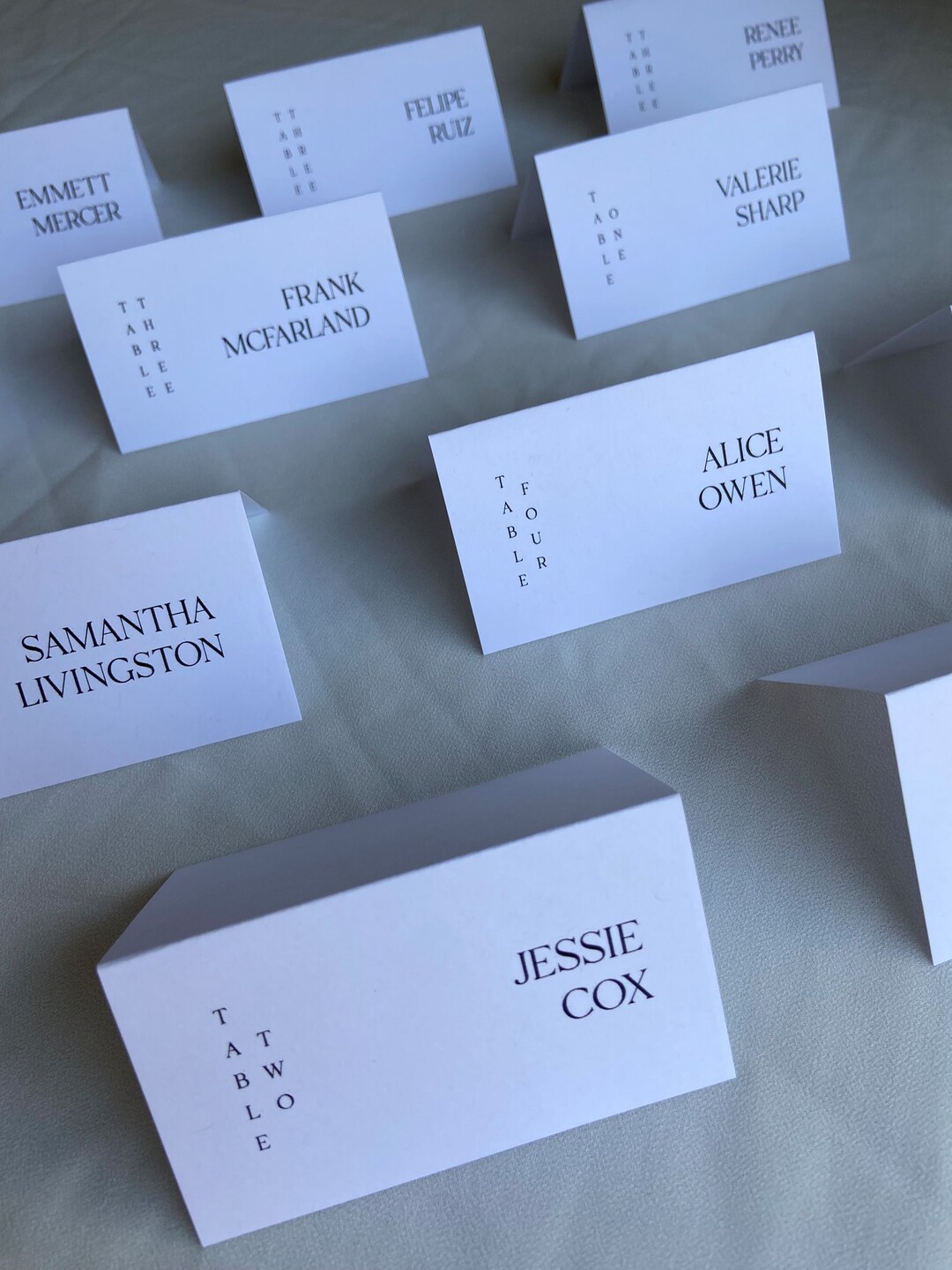 Custom Wedding Place Cards L Table Number Place Cards L Folded Name ...