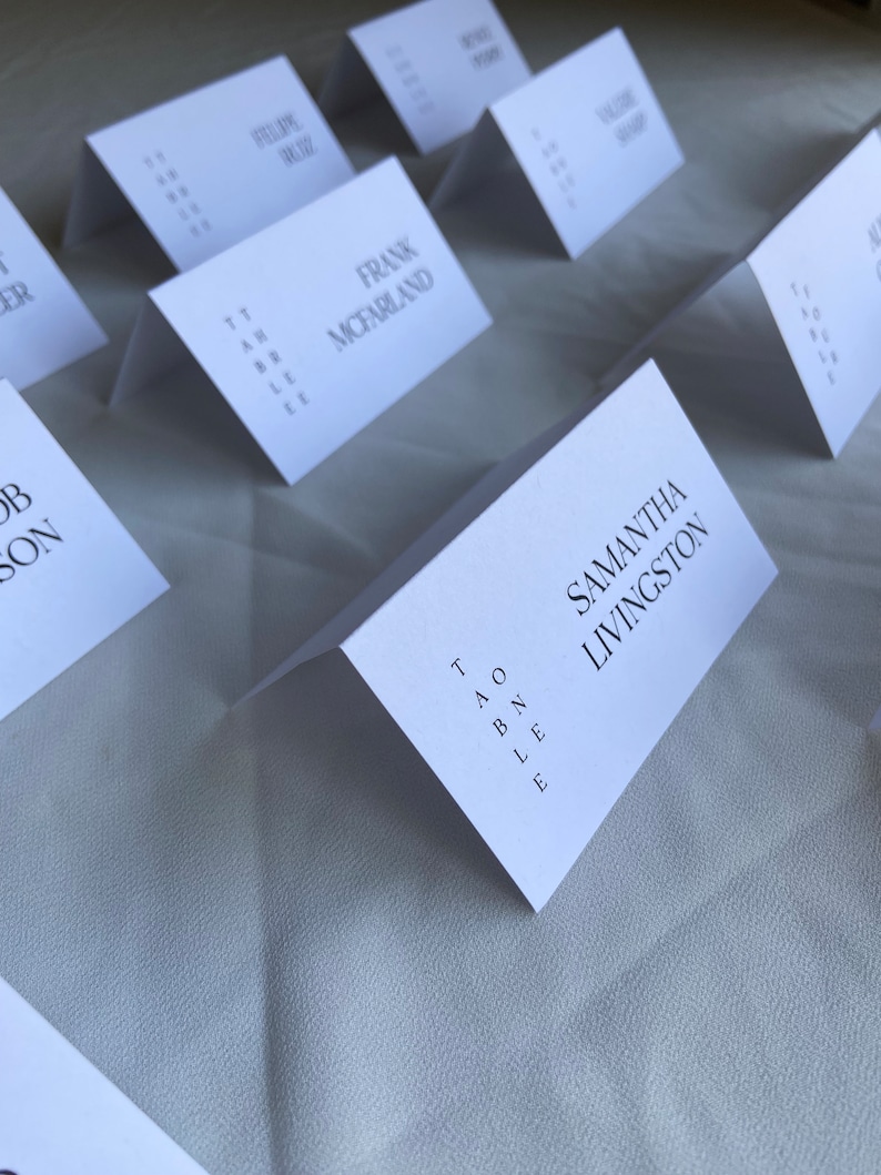 Custom Wedding Place Cards L Table Number Place Cards L Folded Name ...