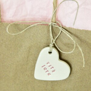 Set of Four With Love Gift Tags | Ceramic Handmade Present | Heart ...