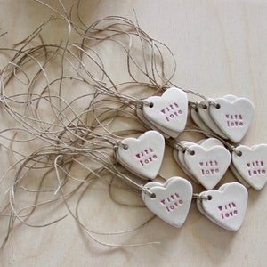 Set of Four With Love Gift Tags | Ceramic Handmade Present | Heart ...