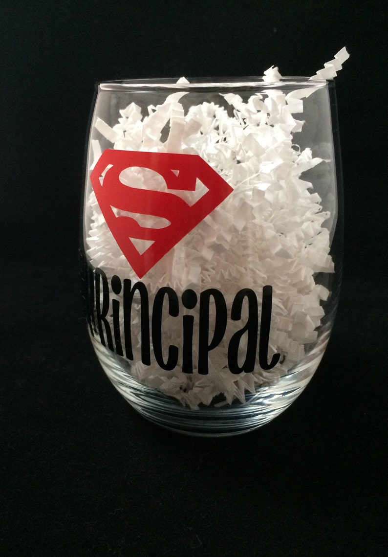 Principal appreciation wine glass super power principal's | Etsy