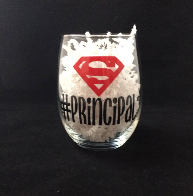 Principal appreciation wine glass super power principal's | Etsy