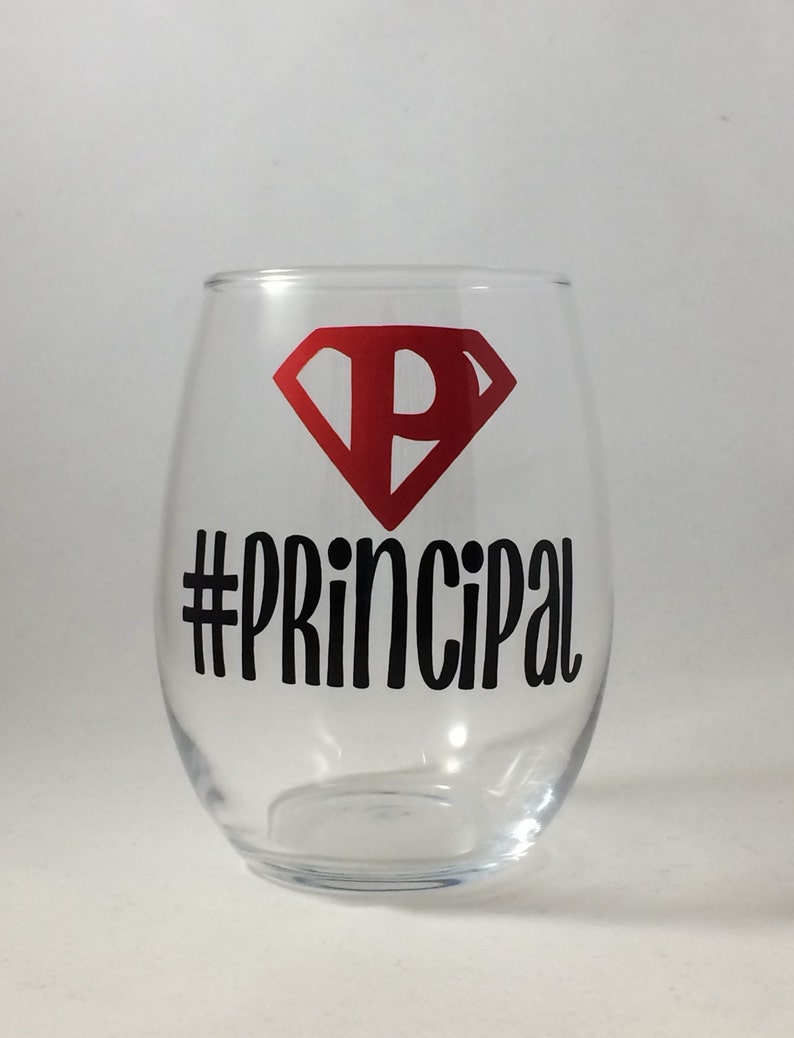 Principal appreciation wine glass super power principal's | Etsy