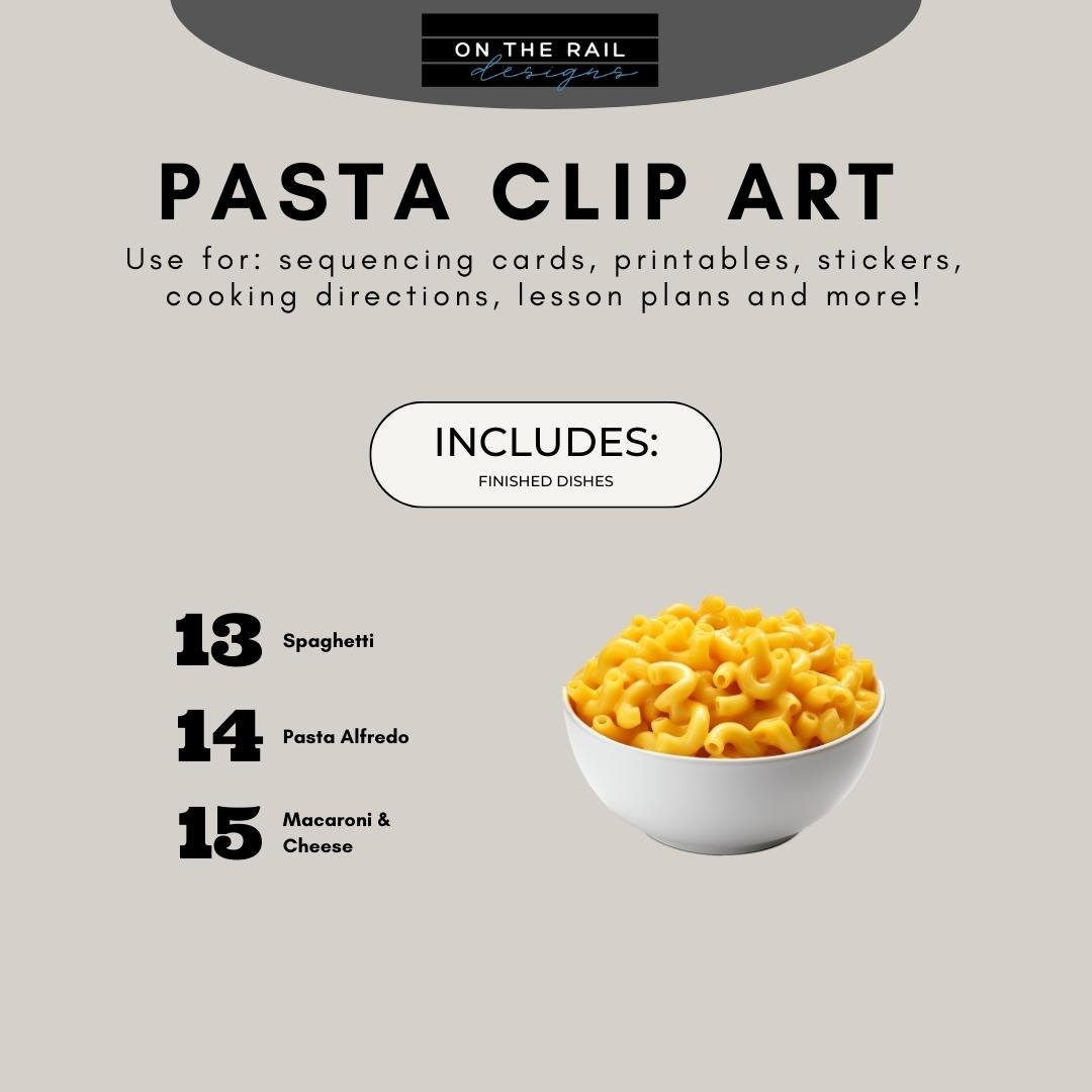 Pasta Clipart, Sequencing Cards, Montessori Cards, Italian Food Clipart ...