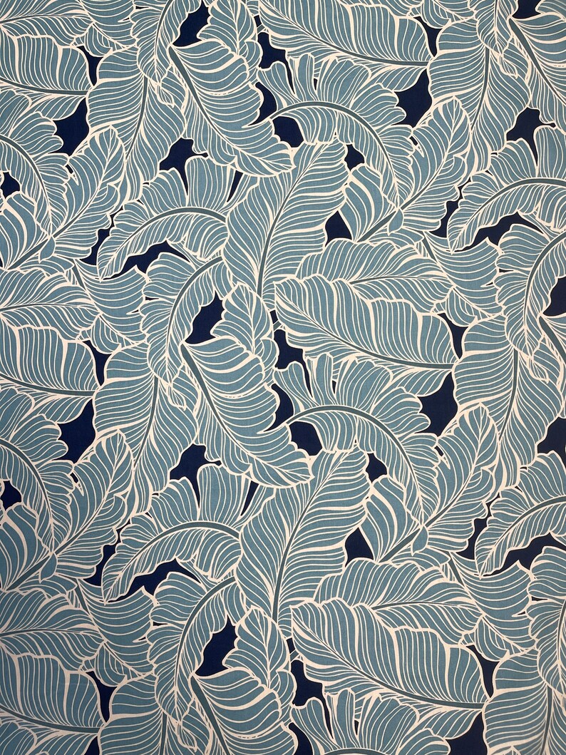 100% Cotton Light Blue Foliage on Navy Blue Hawaiian Print - Etsy