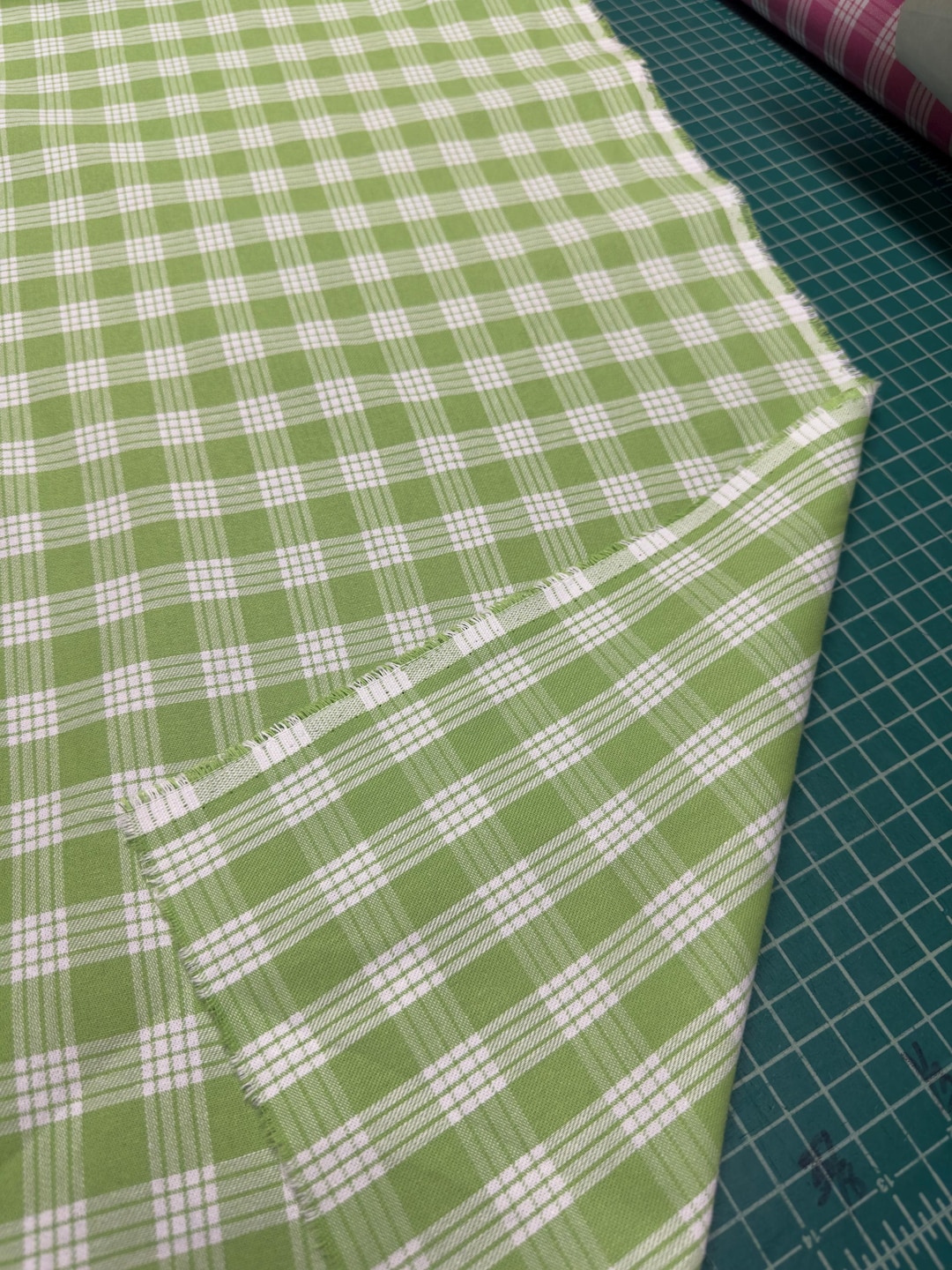 100% Heavy Cotton Palaka Fabric Lime Green White Sold by the Yard ...