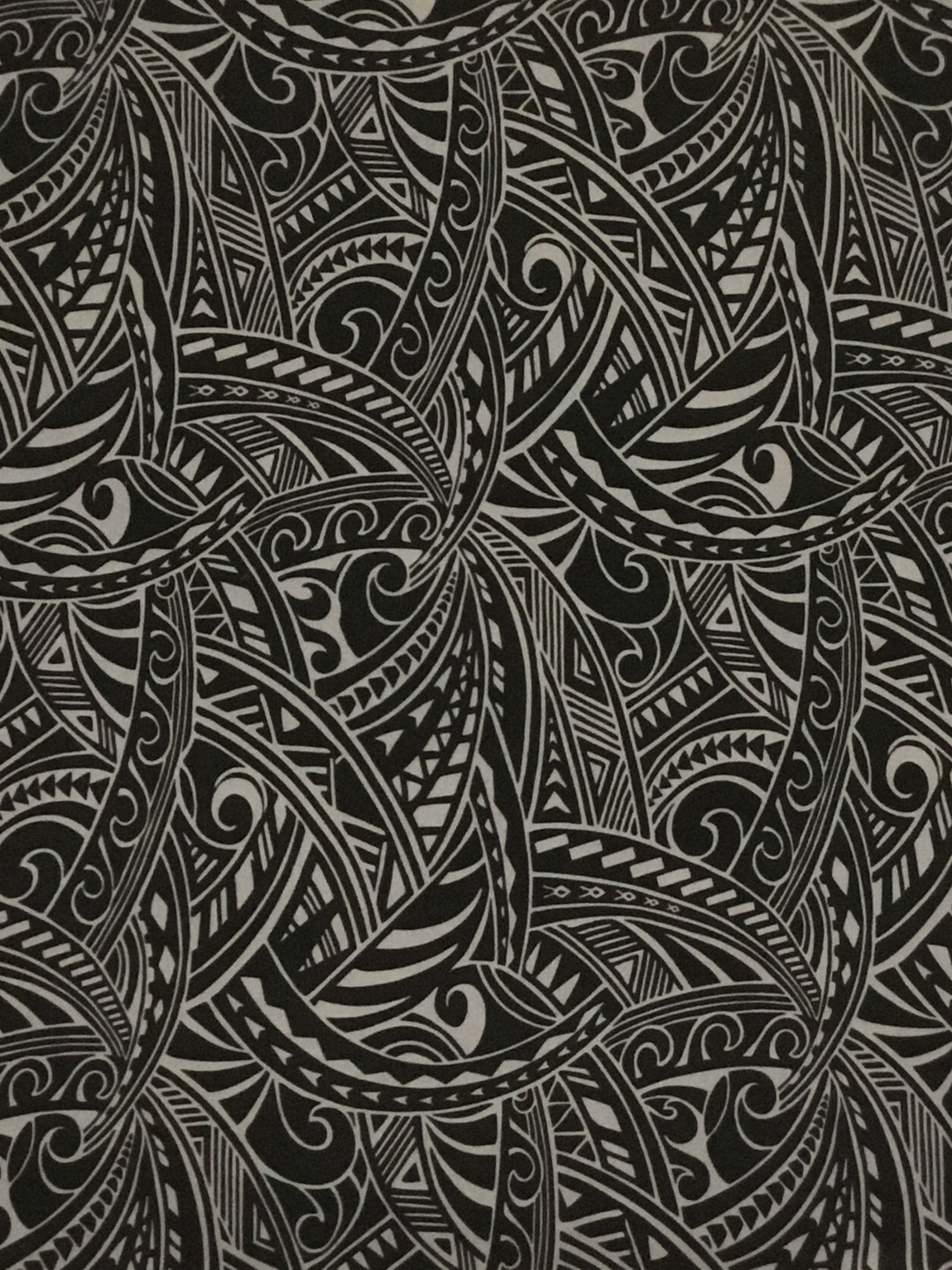 Black Gray Small Tribal Hawaiian Print Fabric Sold by the Yard (yardage ...