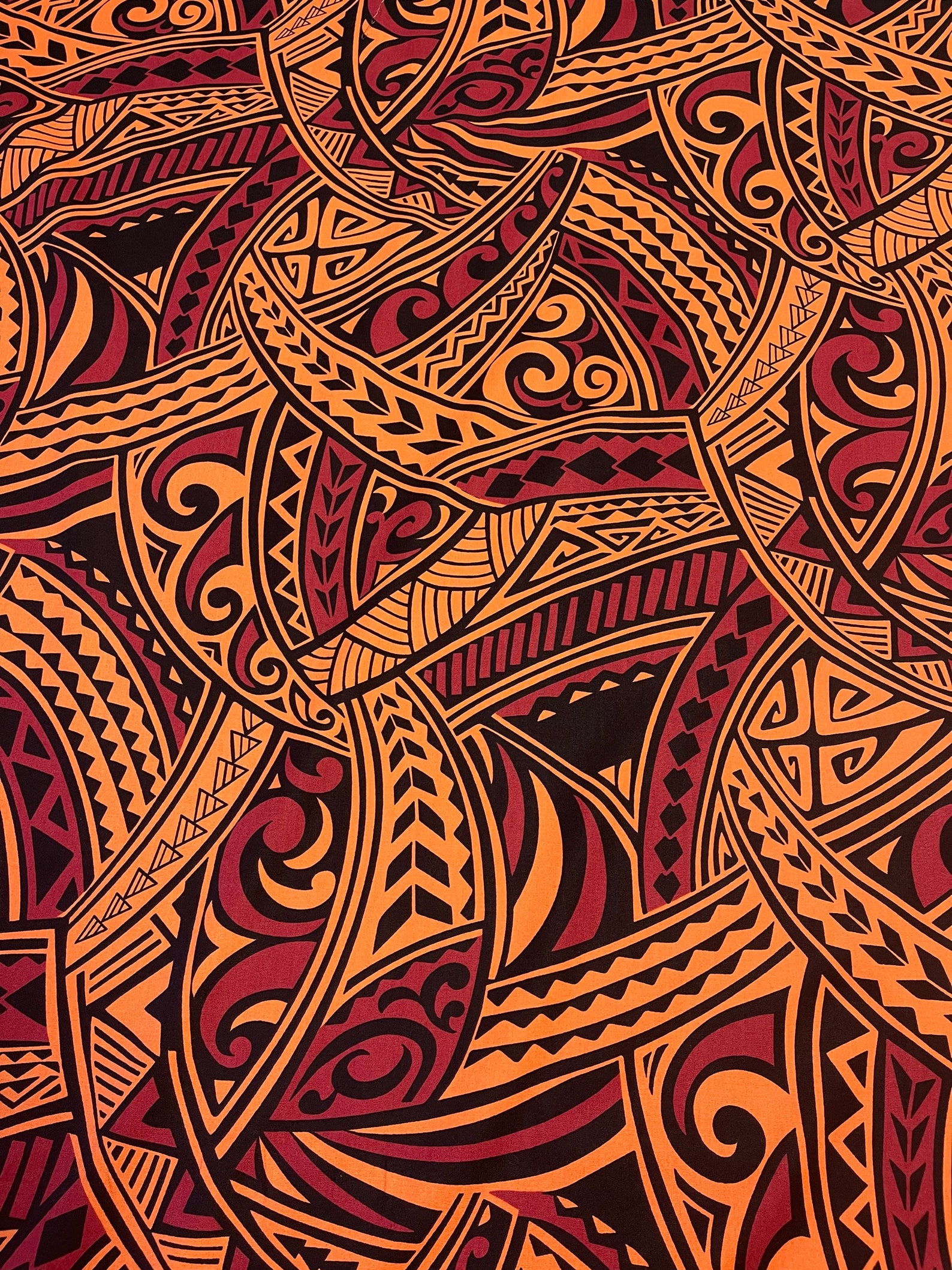 Maroon Orange Black Tribal Hawaiian Print - Etsy