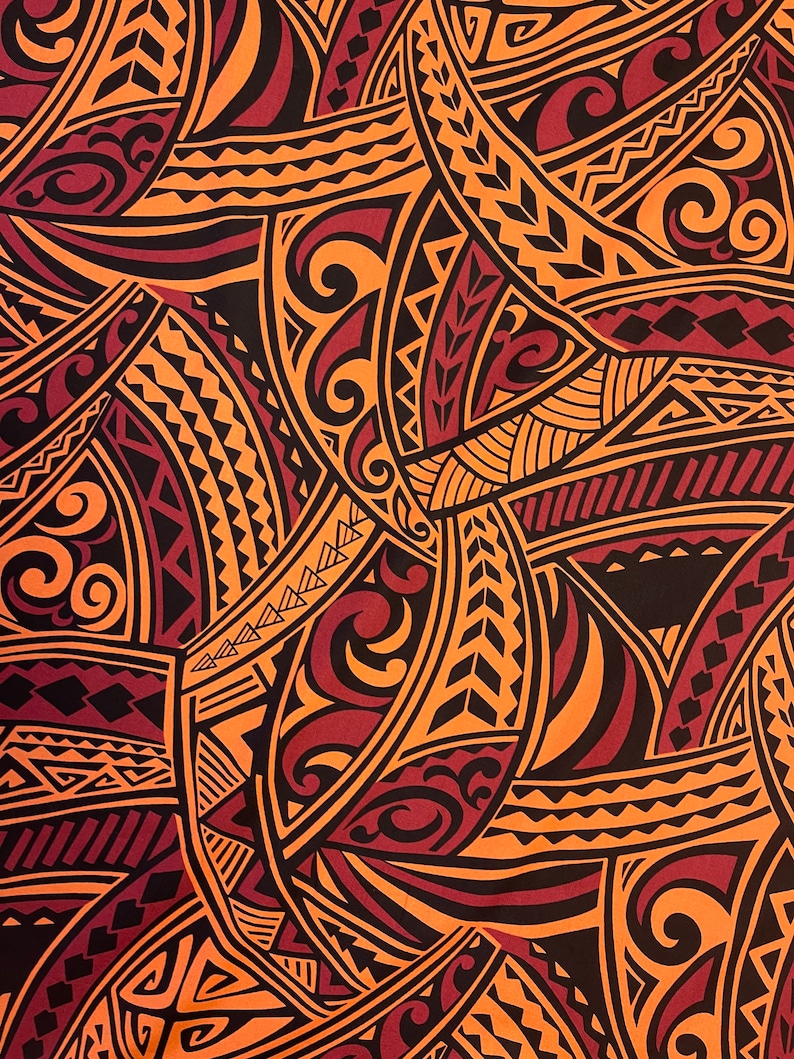 Maroon Orange Black Tribal Hawaiian Print - Etsy