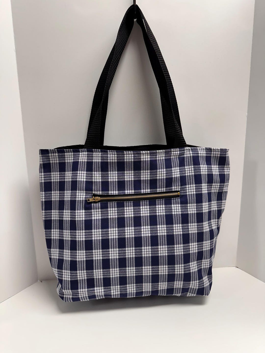 Canvas Palaka Navy Blue White Shoulder Bag With Zipper Pocket on ...