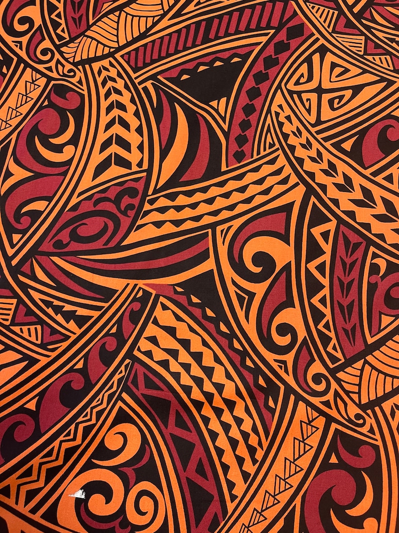 Maroon Orange Black Tribal Hawaiian Print - Etsy