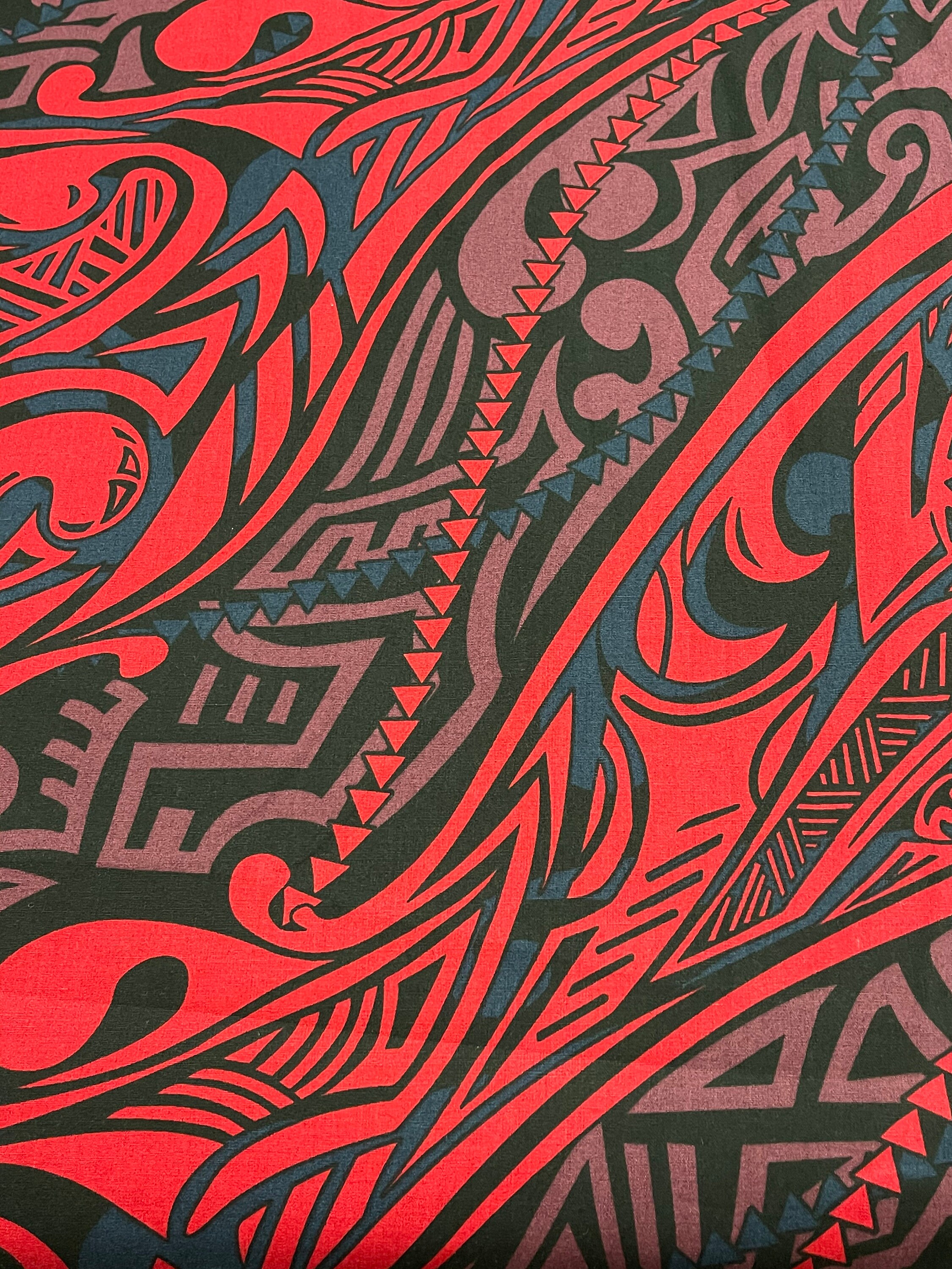 Red Gray with Black Tribal Tattoo Hawaiian Print Fabric sold | Etsy
