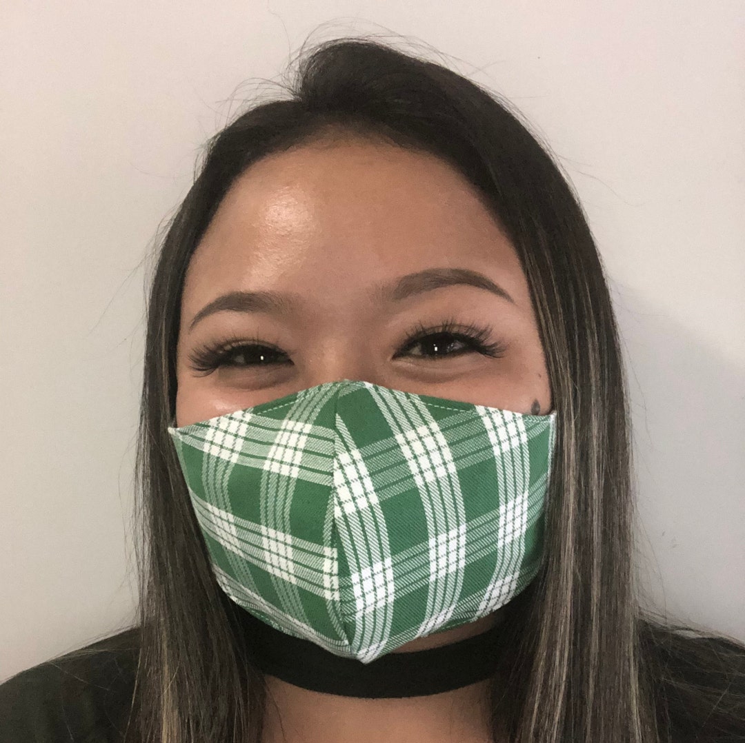 Green Palaka Hawaiian Print Face Mask Adjustable Triple Layer ...