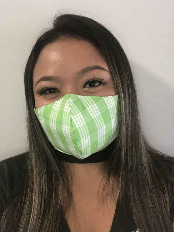 Lime Green Palaka Hawaiian Print Face Mask Adjustable Triple | Etsy