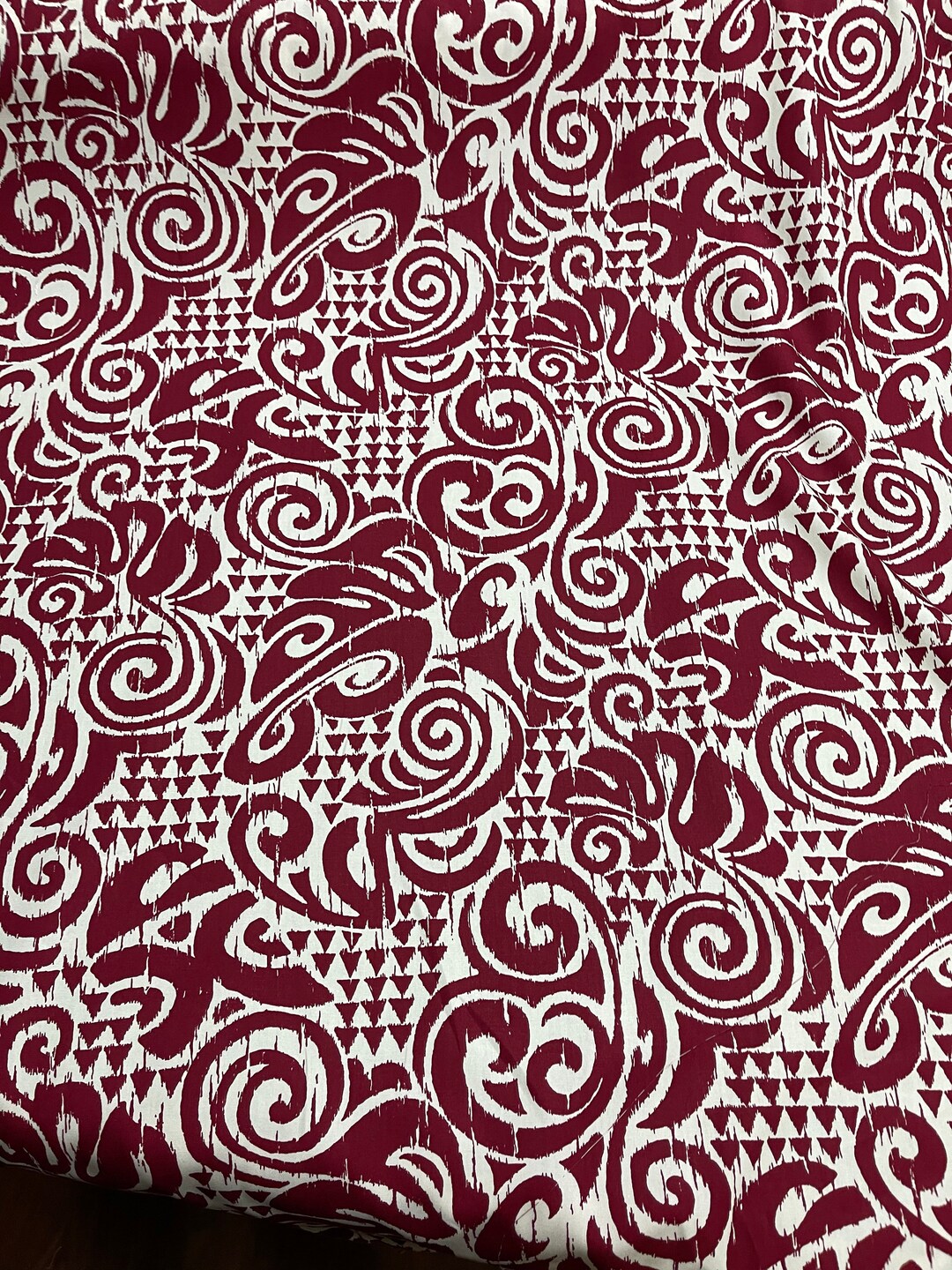Cotton Maroon on White Tribal Hawaiian Print Fabric Sold by the Yard ...