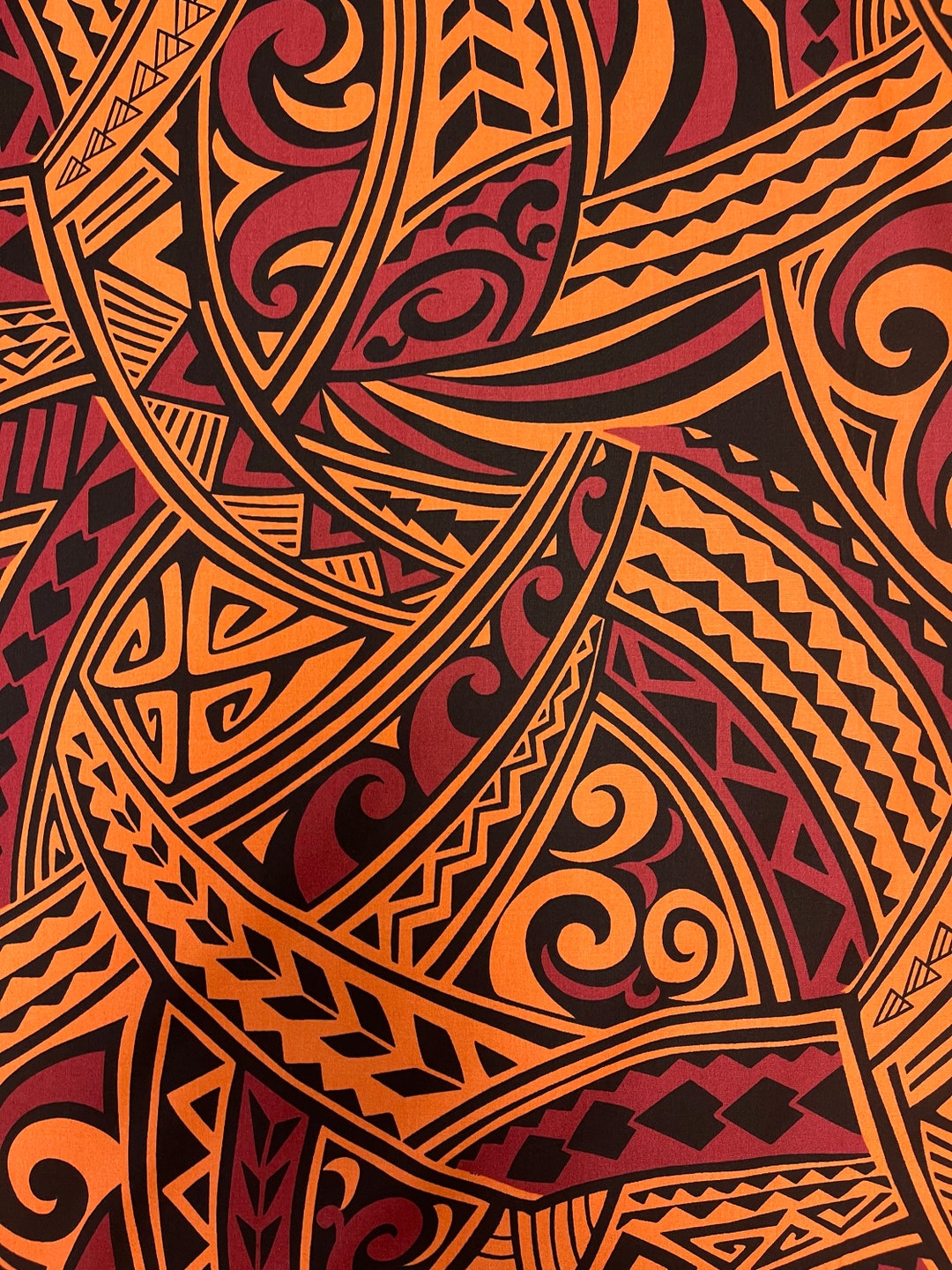 Maroon Orange Black Tribal Hawaiian Print - Etsy