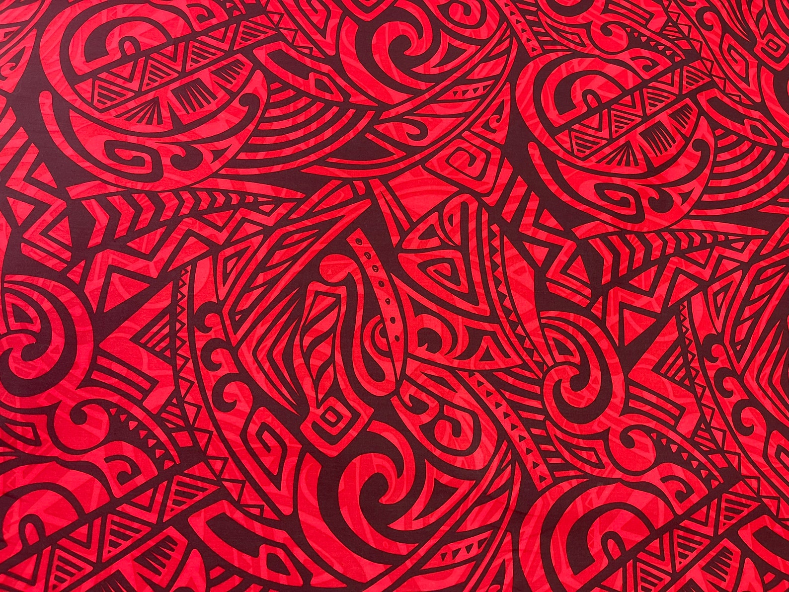 Red Black Tribal Hawaiian Print Fabric Sold by the Yard - Etsy