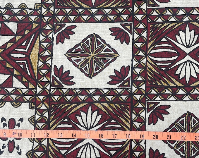 Tiki Tapa Fabric Tapa Flower by Woodyworld Brown Orange Midcentury ...