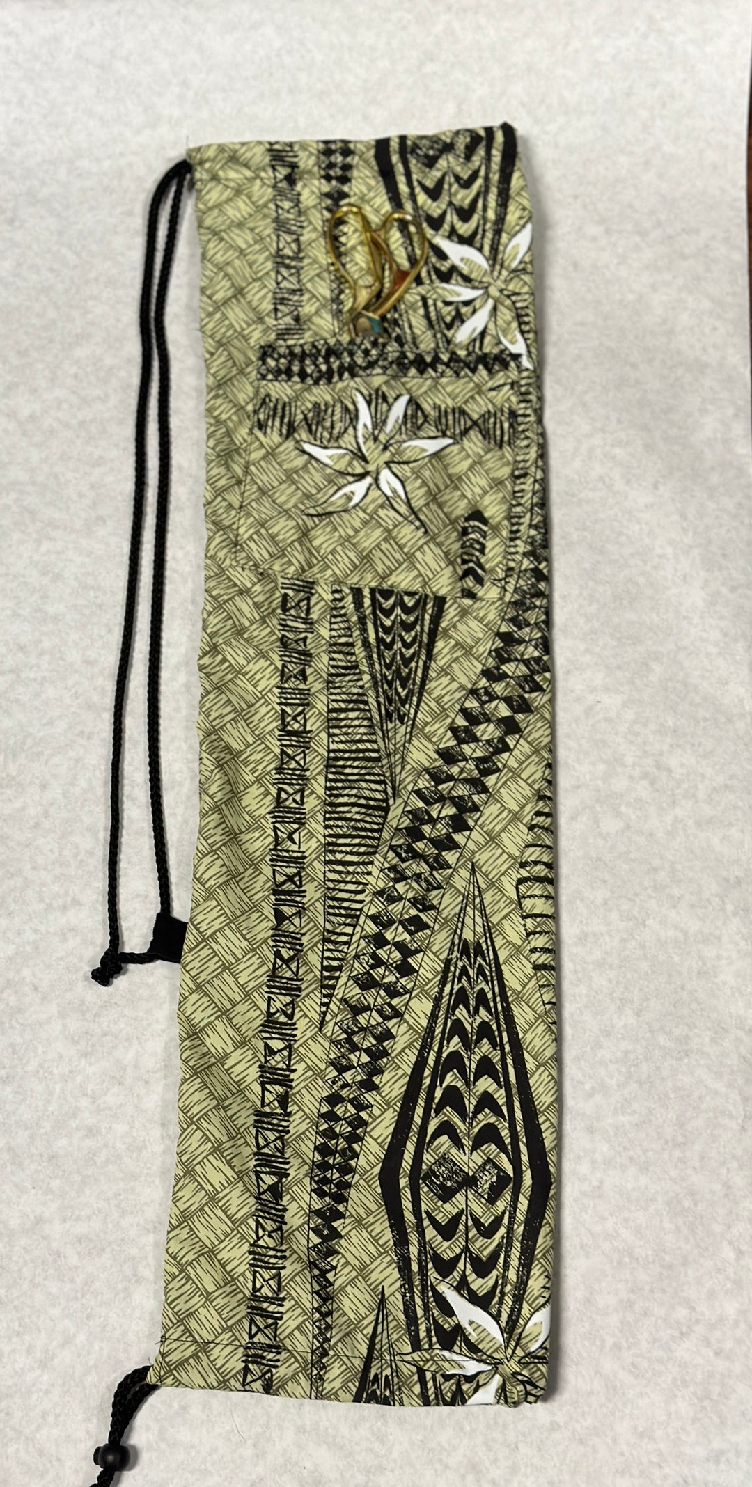 Hawaiian Print Pa’u Skirt Drawstring Shoulder Bag Green Lauhala Black ...