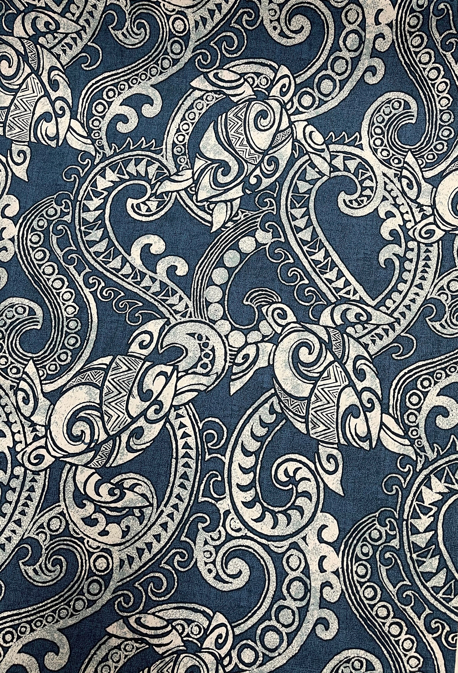 Blue Honu Tribal Hawaiian Print Fabric Sold by the Yard - Etsy