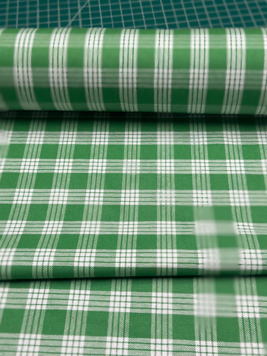 100% Heavy Cotton Palaka Fabric Kelly Green White Sold by the Yard ...